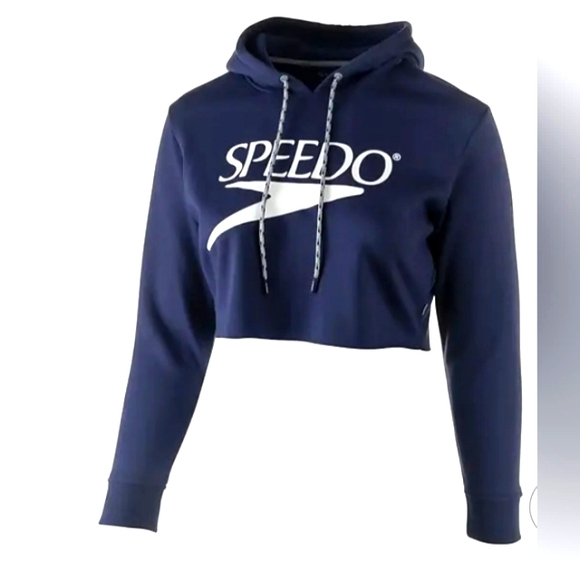 Speedo | Tops | Speedo Nwt Cropped Hoodie Nautical Blue White Logo ...